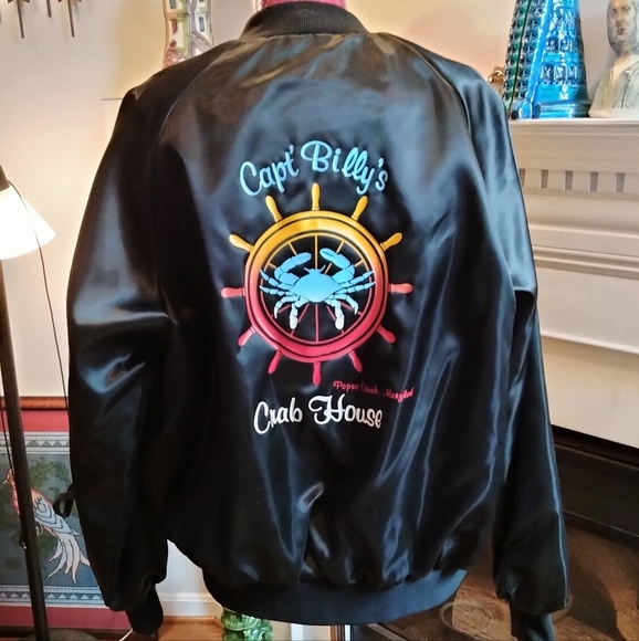 Vintage | Jackets & Coats | Vintage Crab House Bomber Jacket Xl Made In ...